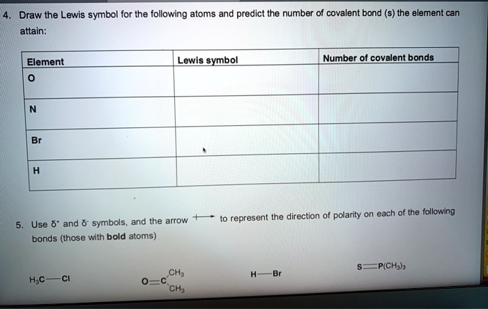 draw the lewis symbol for the following atoms ad predict the number of covalent bond s the ...