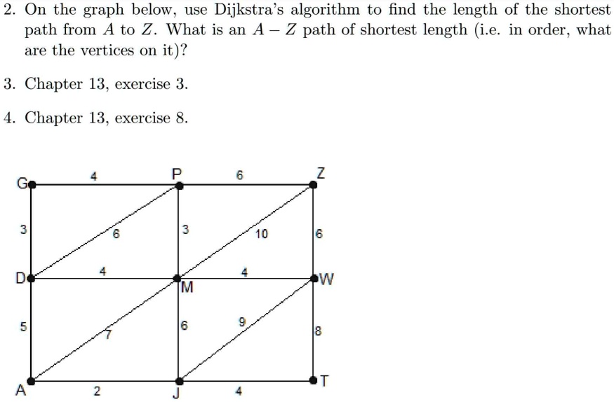 2 On The Graph Below Use Dijkstras Algorithm To Find The Length Of The Shortest Path From A