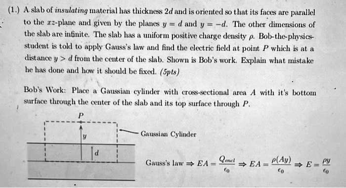 SOLVED:A slab of insulating material has thickncss 2dand is oriented s ...