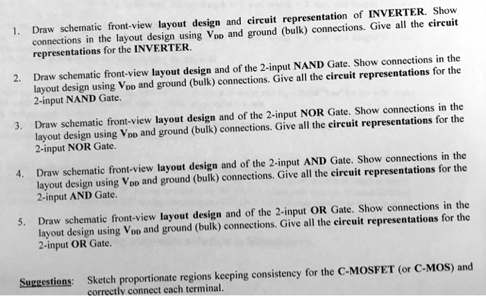SOLVED: Draw schematic front-view layout design and circuit ...