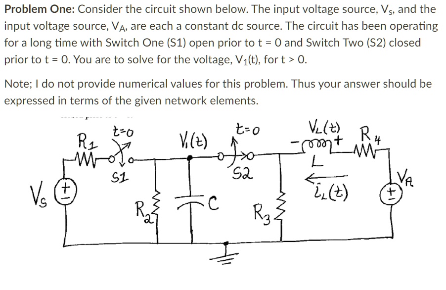 a write the first order differential equation for the voltage v1t for t ...