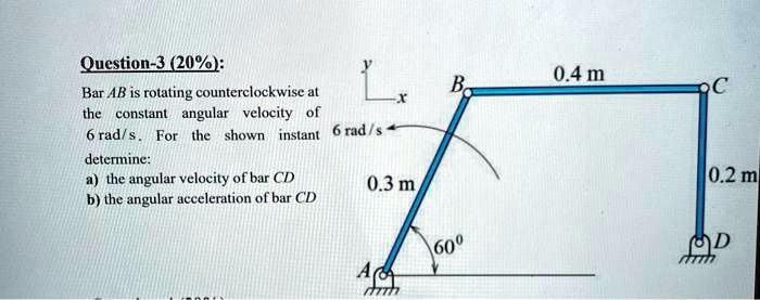 SOLVED: Question-3 (20%): Bar AB is rotating counterclockwise at the constant angular velocity ...
