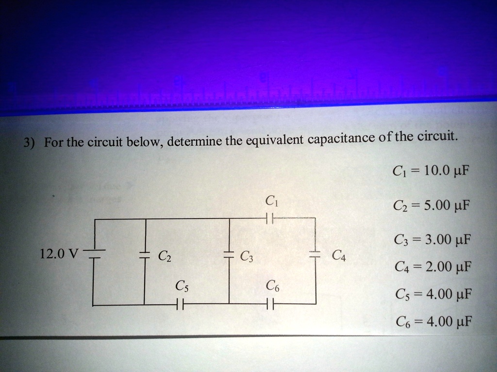 SOLVED: For the circuit below, determine the equivalent capacitance of the circuit. C1 = 10.0 uF ...