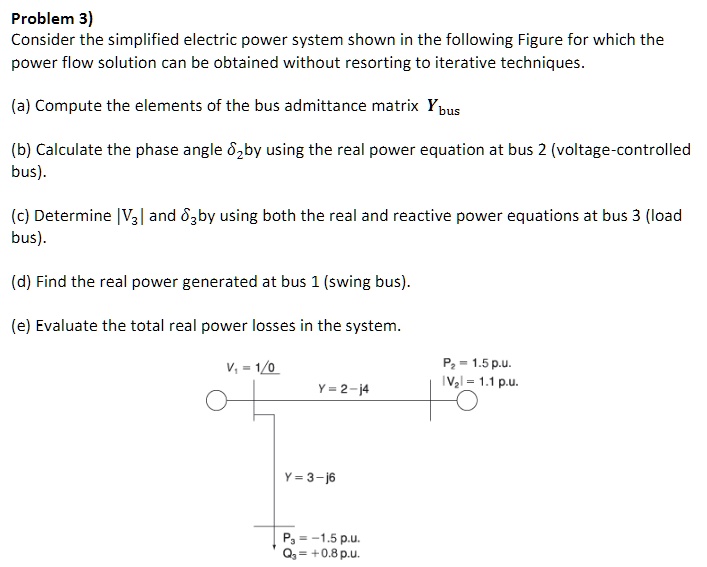 SOLVED: Problem 3) Consider the simplified electric power system shown ...