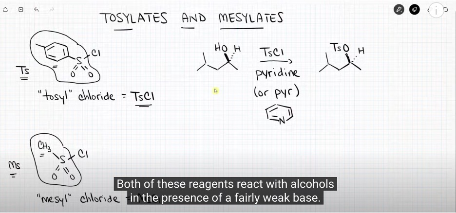 SOLVED: TOSYLATES AND MESYLATES "tosyl" chloride = TsCl TSCl pyridine ...