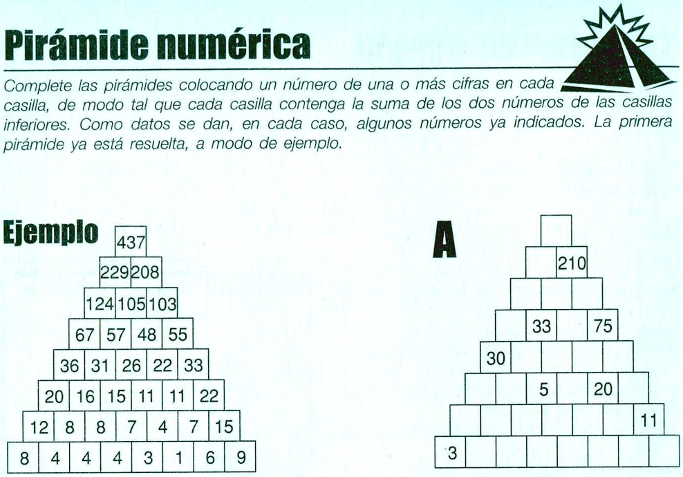 porfavor ayudenme es para hoy piramide numerica complete las piramides colocando un numero de ...