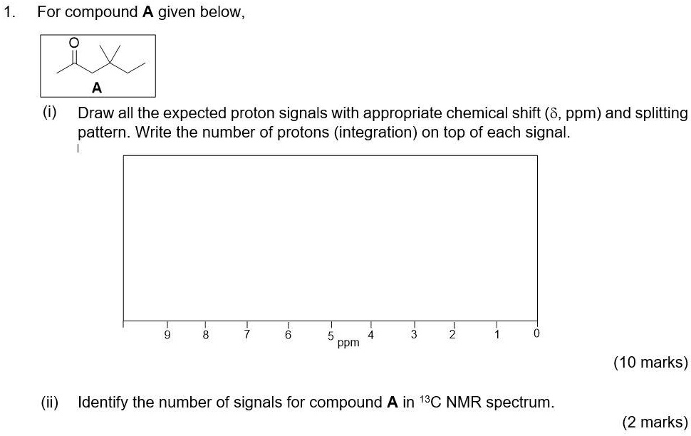 SOLVED: For compound A given below, Draw all the expected proton signals with appropriate ...