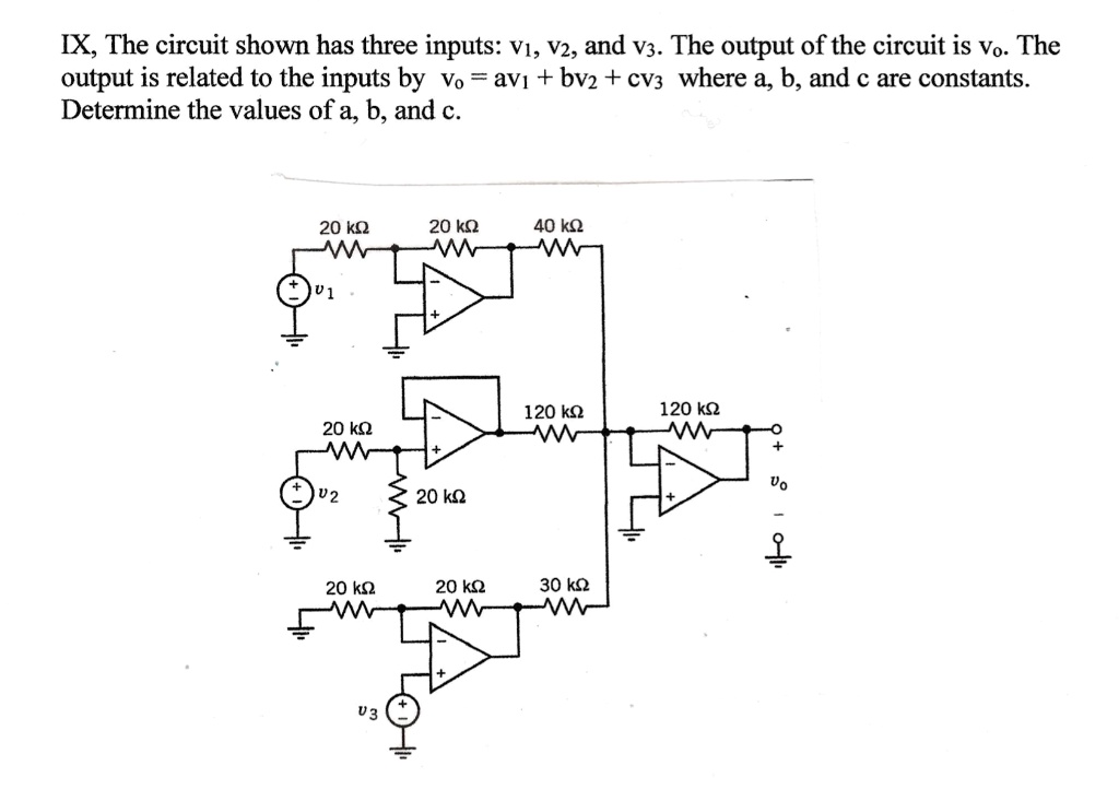 VIDEO solution: IX. The circuit shown has three inputs: V1, V2, and V3 ...