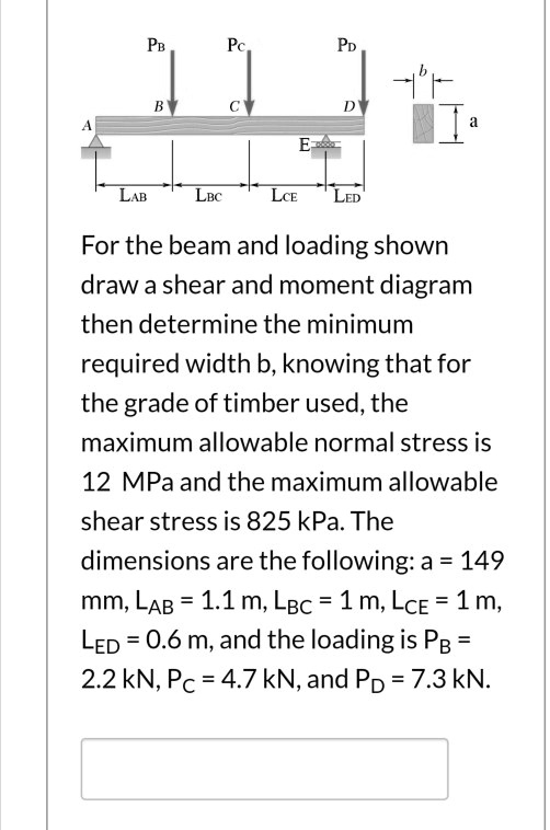 SOLVED: PB LAB LBC LCE For the beam and loading shown, draw a shear and ...
