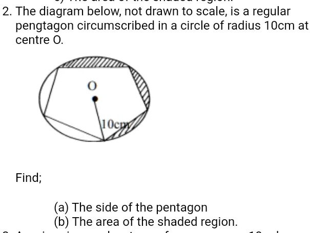 2. The diagram below, not drawn to scale, is a regular pentagon ...