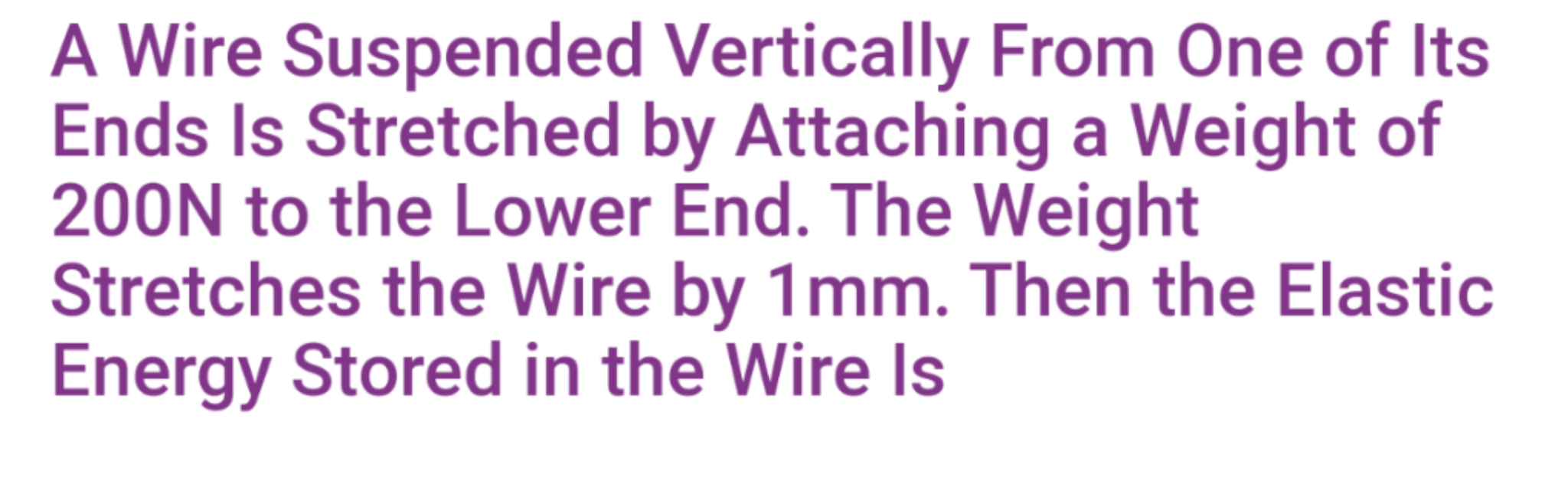 a wire suspended vertically from one of its ends is stretched by ...