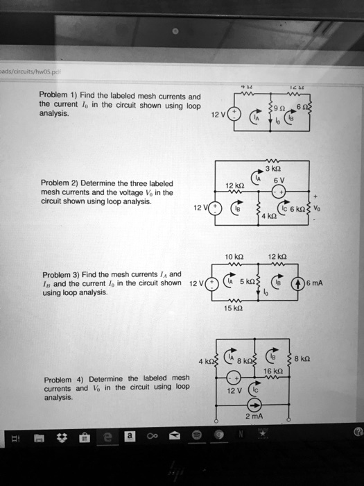 SOLVED: Problem 1: Find the labeled mesh currents and the current I in the circuit shown using ...