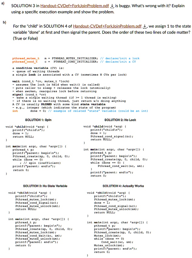 SOLUTION 3 in Handout-CVDef+ForkJoinProblem.pdf is buggy. What's wrong ...