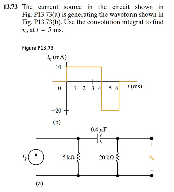 SOLVED: 13.73 The current source in the circuit shown in Fig. P13.73(a) is generating the ...