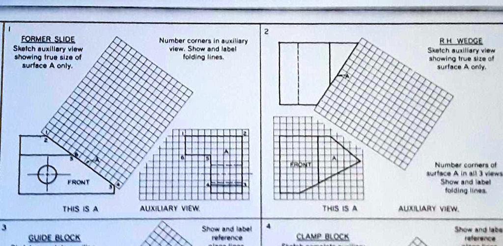 FORMER SLIDE Sketch auxiliary view showing true size of surface A only ...
