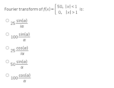 SOLVED: 50, |x| 1 sin(ix) 100sin(x) cos(25i) a sin(50) 10cos(x)