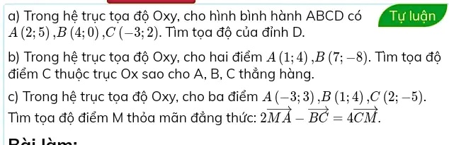 SOLVED: In the coordinate system Oxy, consider the parallelogram ABCD ...