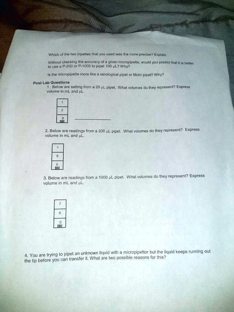 Which of the two pipettes that you used was the more...