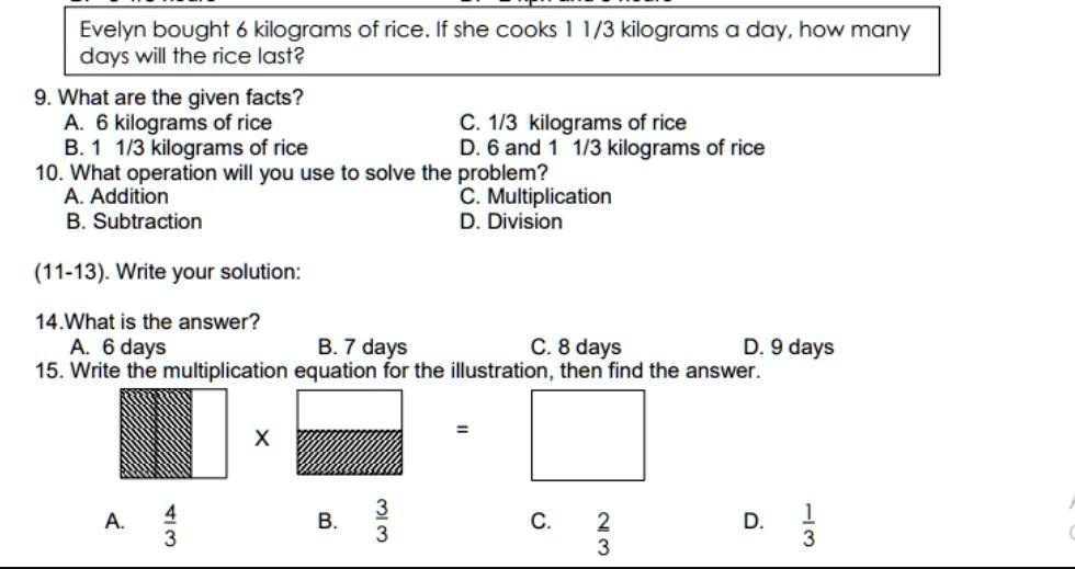 SOLVED: Please answer correctly. Evelyn bought 6 kilograms of rice. If ...