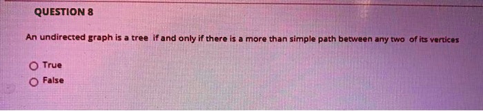 SOLVED: An undirected graph is a tree if and only if there is more than ...