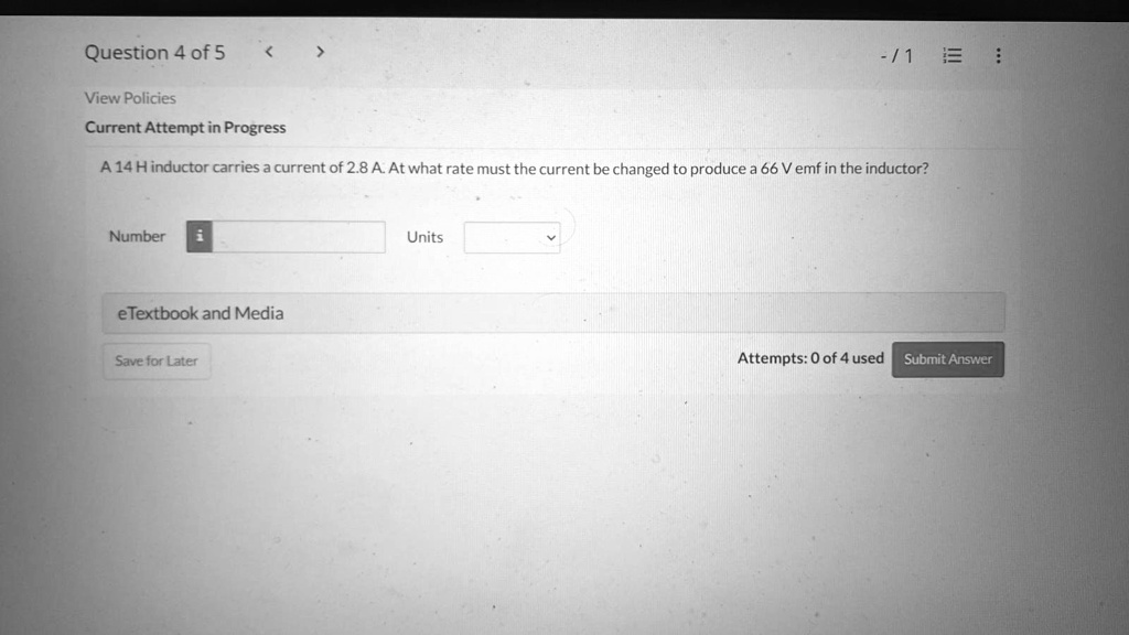SOLVED: A 14 H inductor carries a current of 2.8 A. At what rate must the current be changed to ...