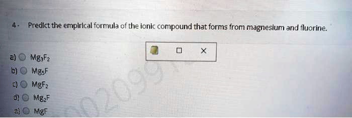 SOLVED: Predict the empirical formula of the ionic compound that forms ...
