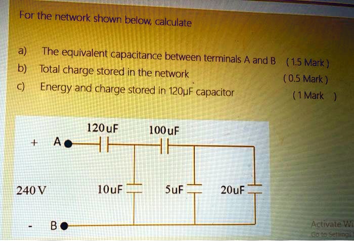 SOLVED: For the network shown below, calculate: a) The equivalent capacitance between terminals ...