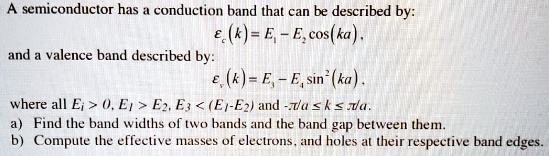 SOLVED: A semiconductor has a conduction band that can be described by ...