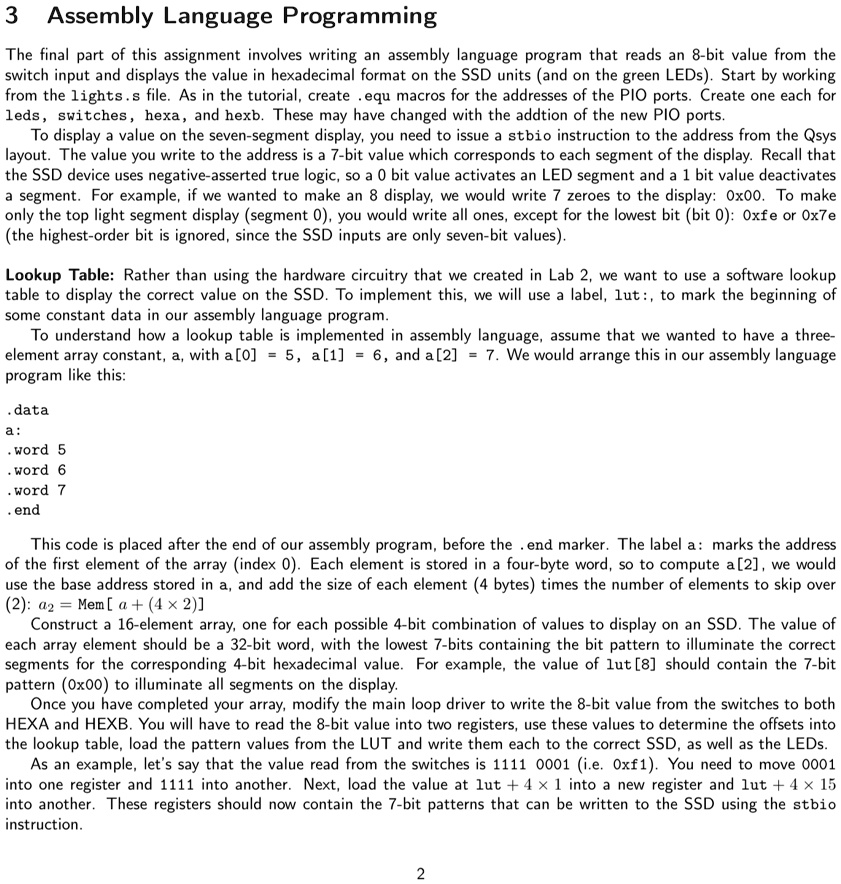 SOLVED: 3 Assembly Language Programming The final part of this ... SOLVED: 3 Assembly Language Programming The final part of this ...
