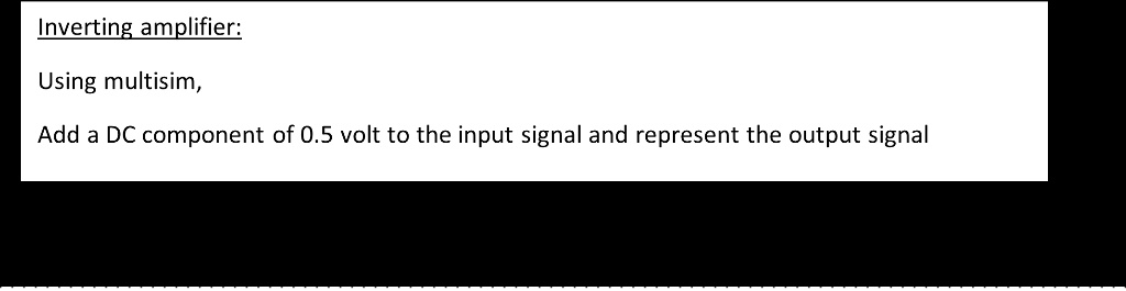 Solved Inverting Amplifier Using Multisim Add A Dc Component Of 05 Volts To The Input Signal
