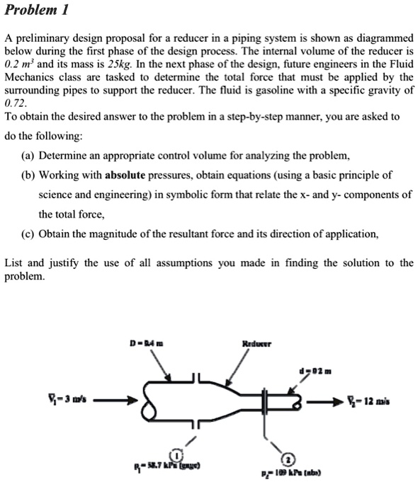Problem 1 A preliminary design proposal for a reducer in a piping system is shown as diagrammed ...