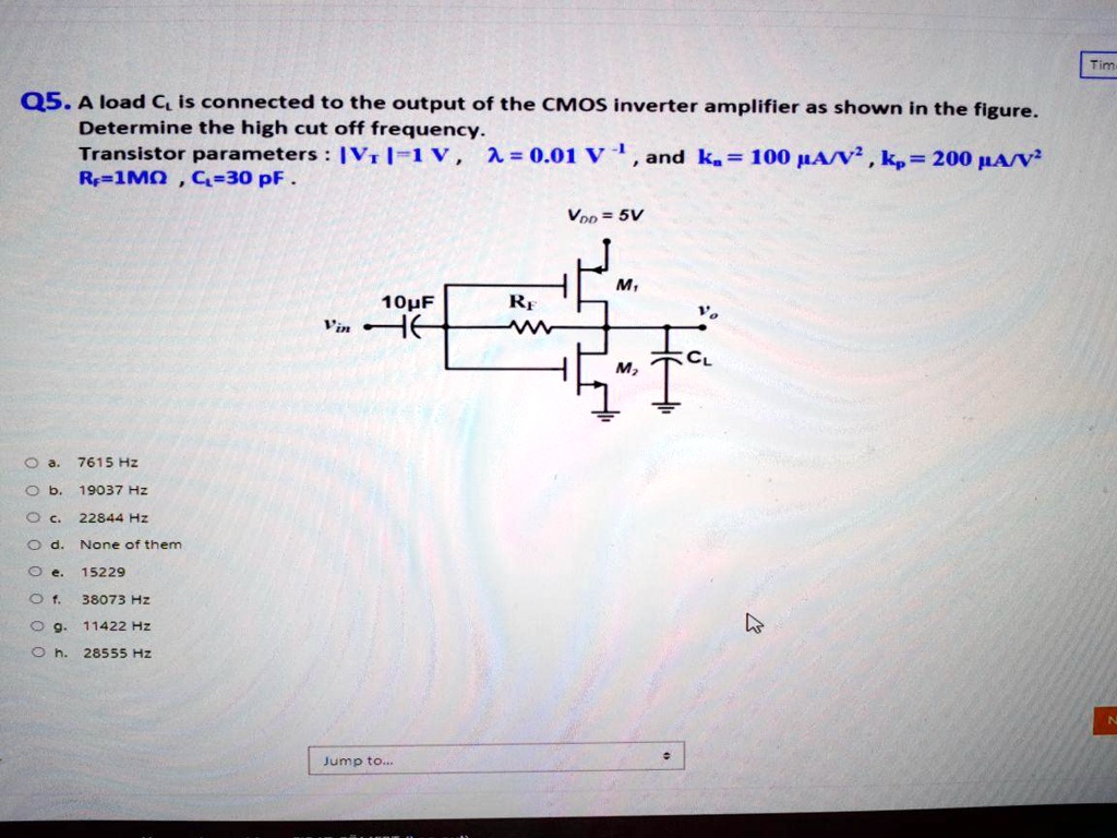 SOLVED: Q5. A load C is connected to the output of the CMOS inverter amplifier as shown in the ...