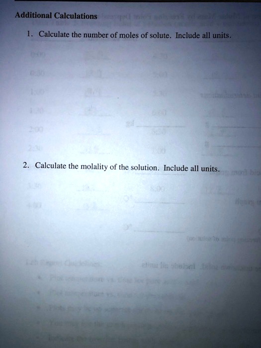 Solved Additional Calculations Calculate The Number Of Moles Of Solute