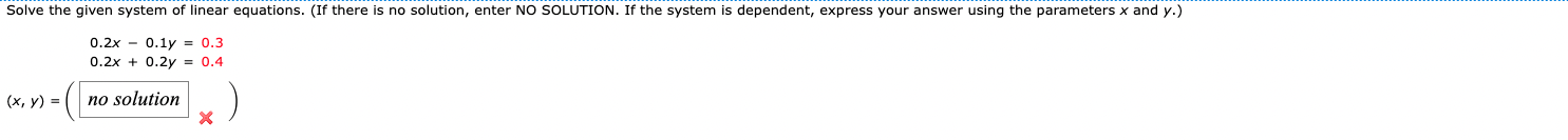 SOLVED: Solve the given system of linear equations. (If there is no solution, enter NO SOLUTION ...