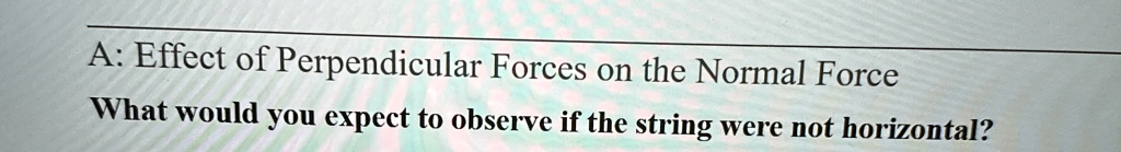 A: Effect of Perpendicular Forces on the Normal Force What would you ...