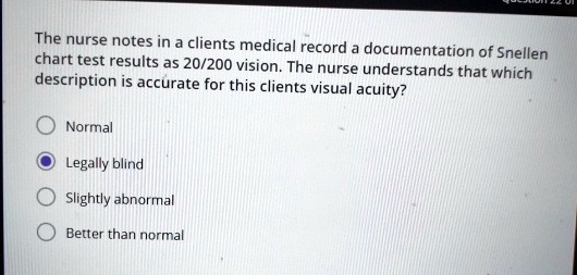 the nurse notes in a clients medical record a documentation of snellen ...