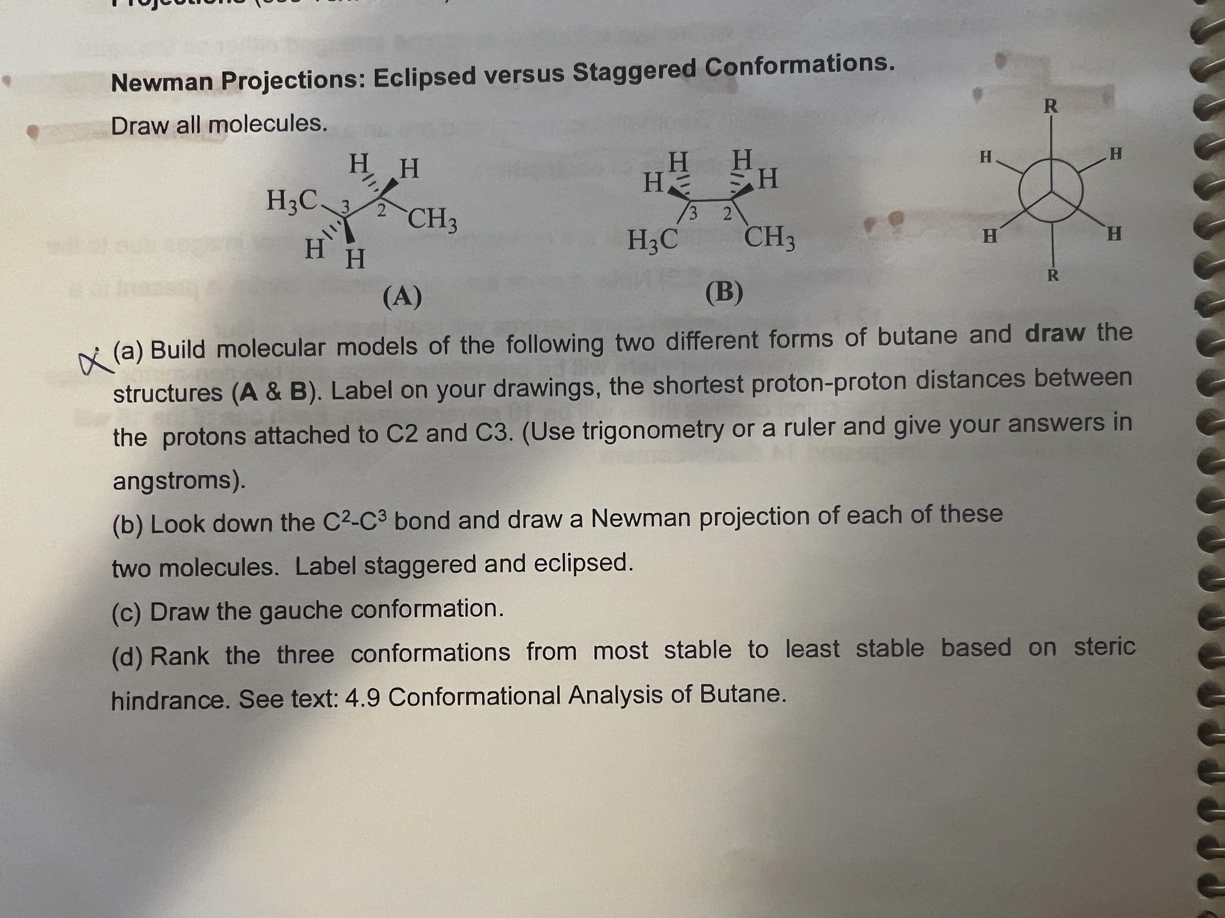 SOLVED: Newman Projections: Eclipsed versus Staggered Conformations ...