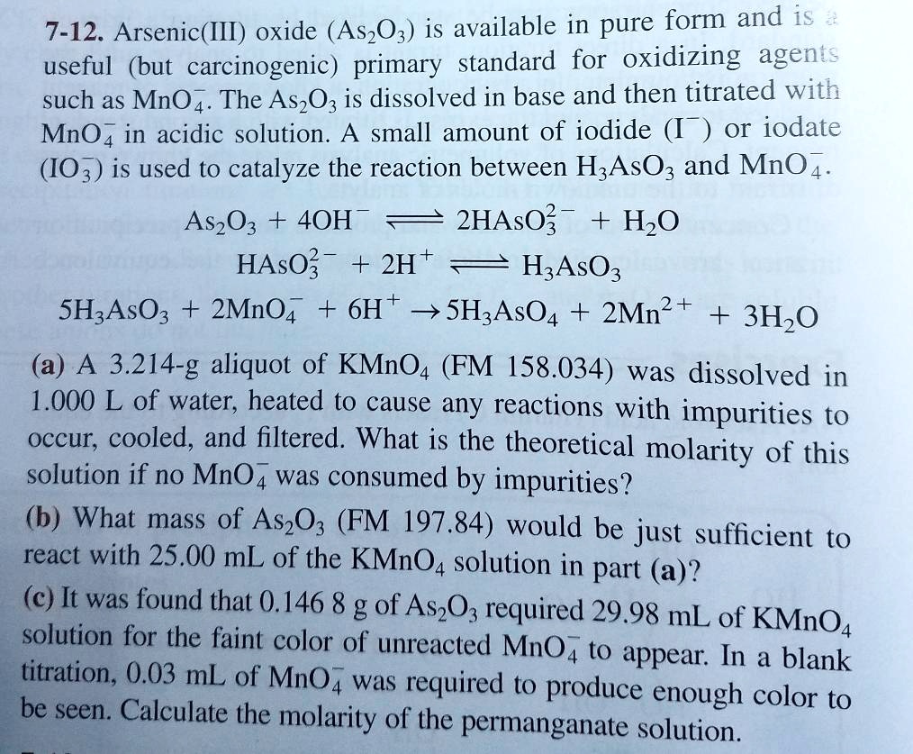 7 12 arseniciii oxide as2o3 is available in pure form and is useful but ...
