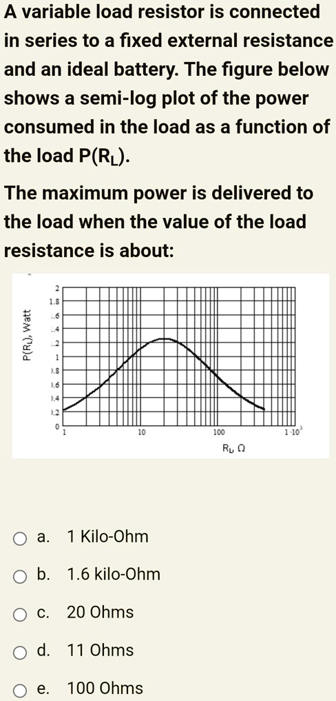 SOLVED: A variable load resistor is connected in series to a fixed ...
