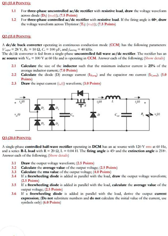 SOLVED: QL (15.0 POINTS) 1.1 For three-phase uncontrolled ac/dc ...