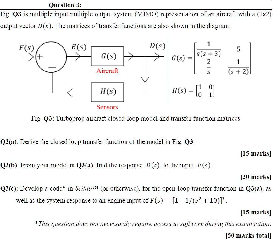 SOLVED: Question 3: Fig: Q3 is a multiple input multiple output system (MIMO) representation of ...