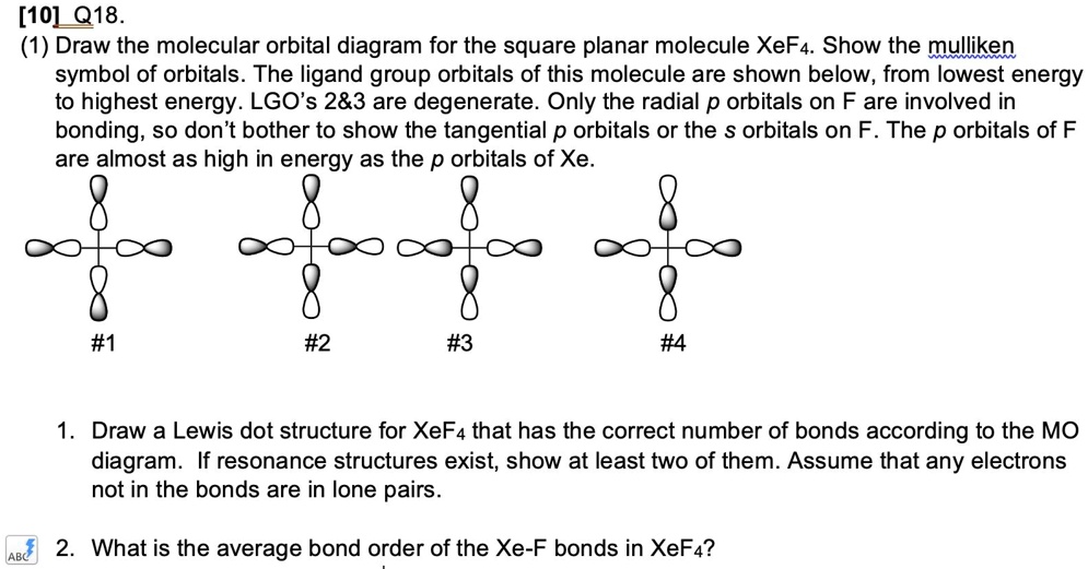 SOLVED: [1OL Q18 (1) Draw the molecular orbital diagram for the square ...