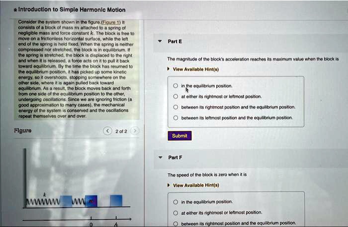 SOLVED: Introduction to Simple Harmonic Motion Consider the system ...