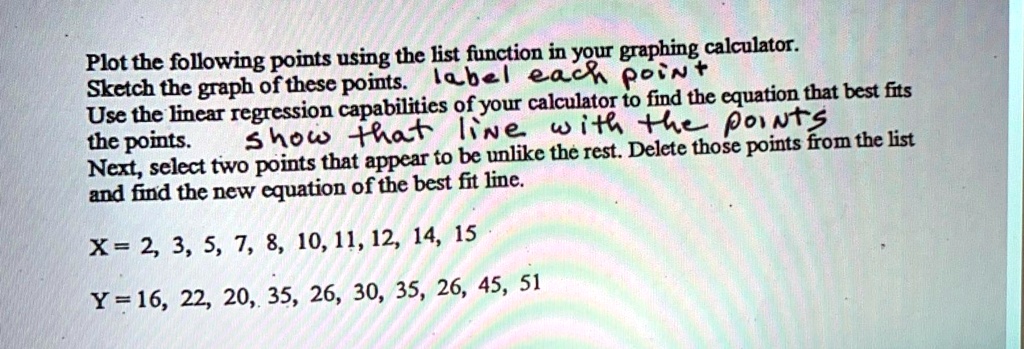 SOLVED: Plot the following points using the list function in your graphing calculator: Iabzl ...
