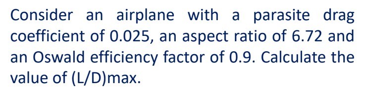 SOLVED: Consider an airplane with a parasite drag coefficient of 0.025 ...