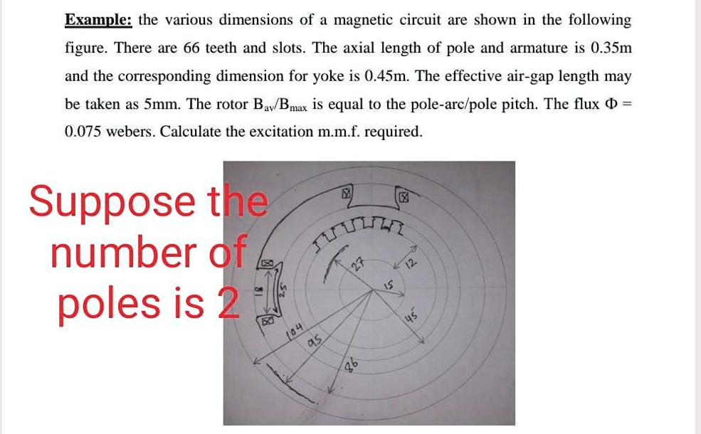 calculate the electromotive force and assume that the number of poles ...