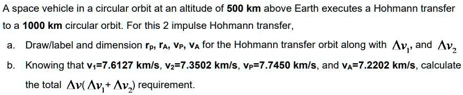 a space vehicle in a circular orbit at an altitude of 50o km above ...