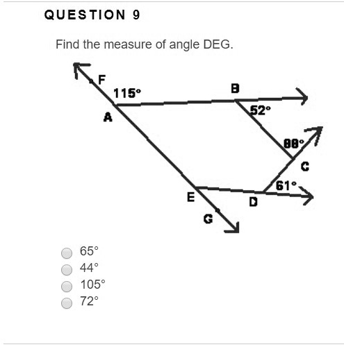 SOLVED: 'Find the measure of angle DEG. image of five-sided polygon ...