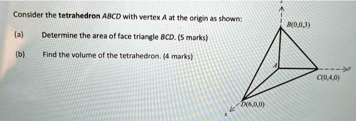 SOLVED:Consider the tetrahedron ABCD with vertex A at the origin as ...