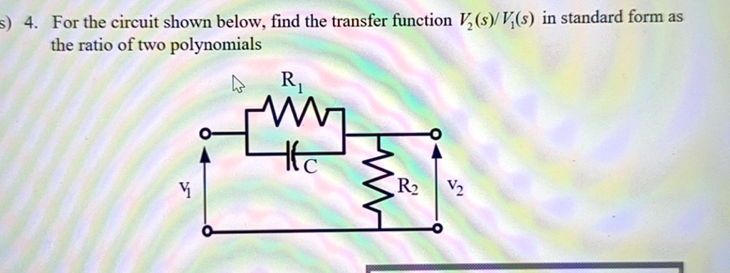 for the circuit shown below find the transfer function v2sv1s in ...